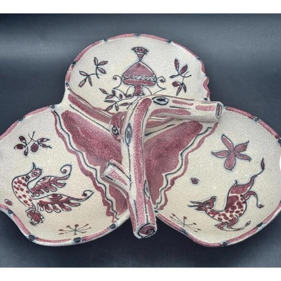 Art | 275 Vintage Signed Italian Art Pottery Divided Dish Hand Painted ...